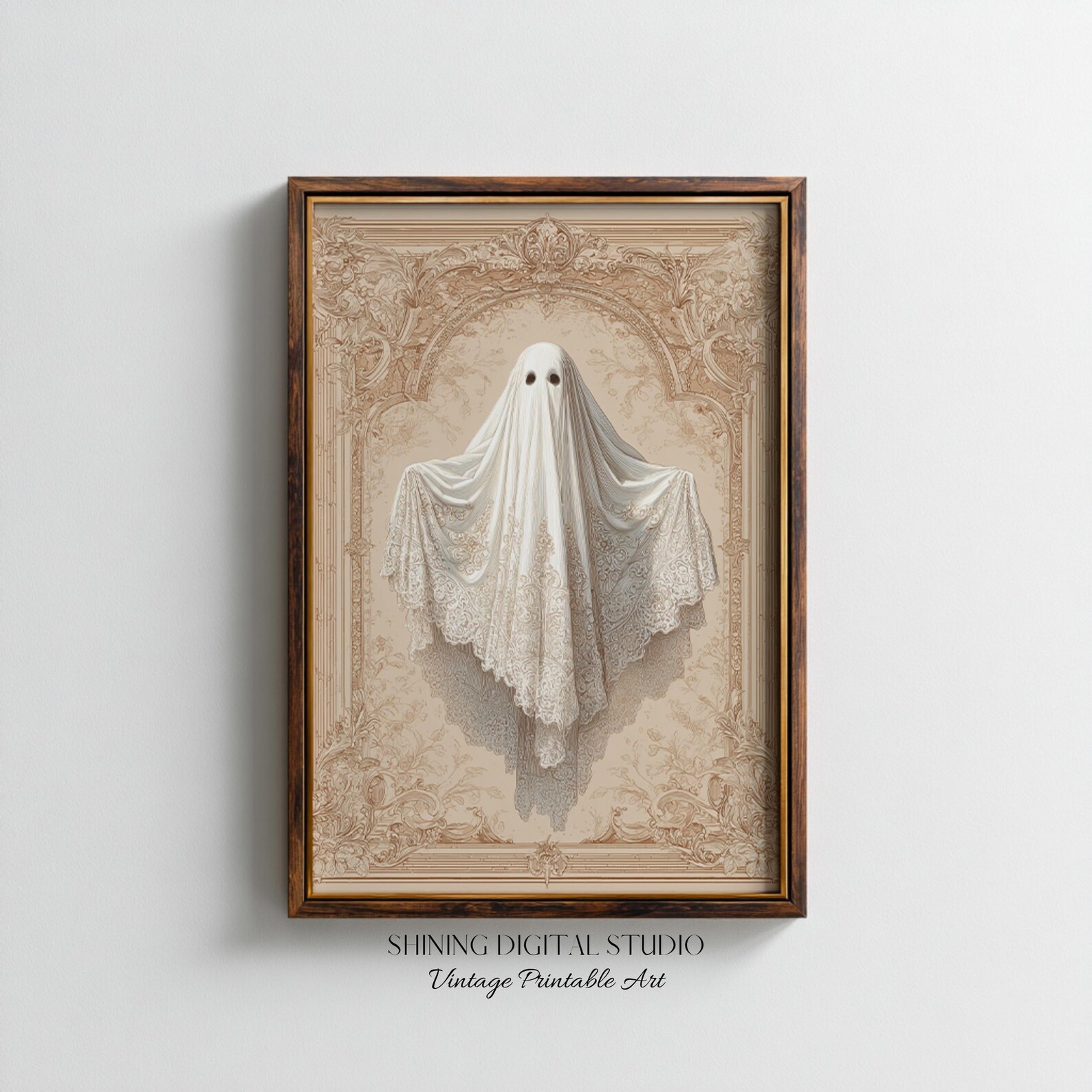 Victorian Lace Ghost Halloween Printable Wall Art, Gothic Haunted ...