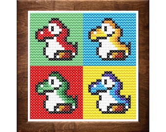 Retro Super Mario Inspired Wario Luigi Waluigi Cross Stitch Pattern PDF ...