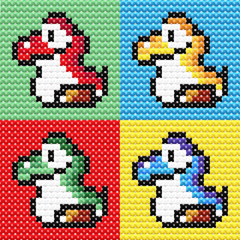 Retro Super Mario Small Yoshi Inspired Cross Stitch Pattern PDF Instant ...