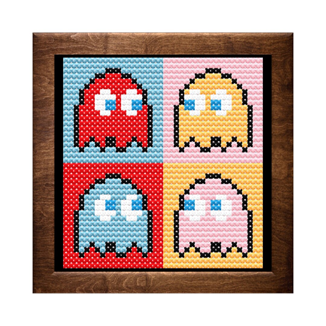 Retro Pac Man Ghosts Inspired Cross Stitch Pattern PDF Instant Download ...