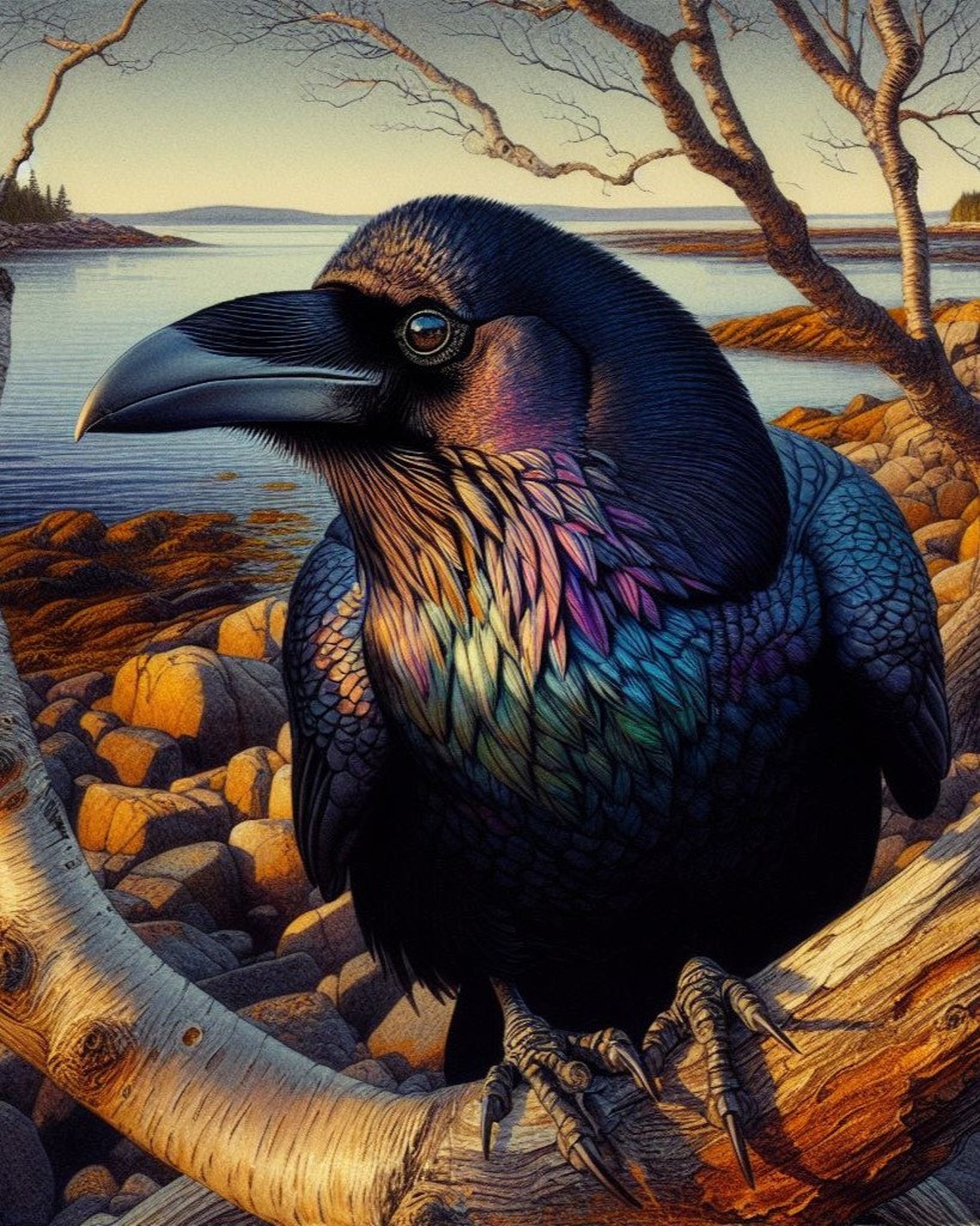 Mystic Ravens 3 Royalty Free Clip Art Images of Iridescent Black Ravens ...