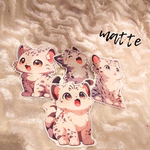 Adorable Snow Leopard Vinyl Sticker Pack Water Resistant Cute Baby ...