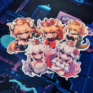 Cute Chibi Bowsette & Boosette Vinyl Sticker Pack Water Resistant Anime ...
