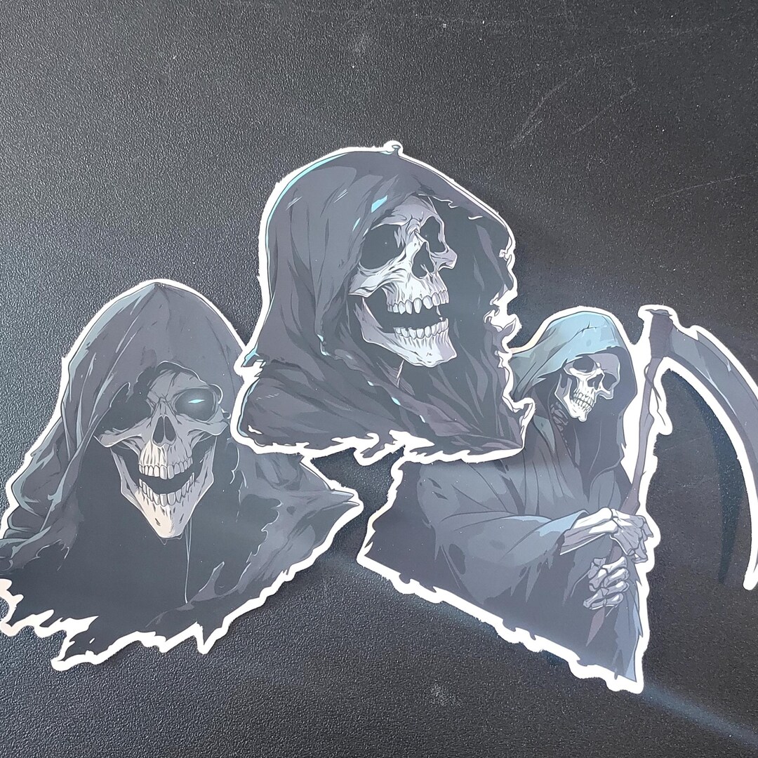 Spooky Grim Reaper Vinyl Sticker Pack Water Resistant, Tear Resistant ...