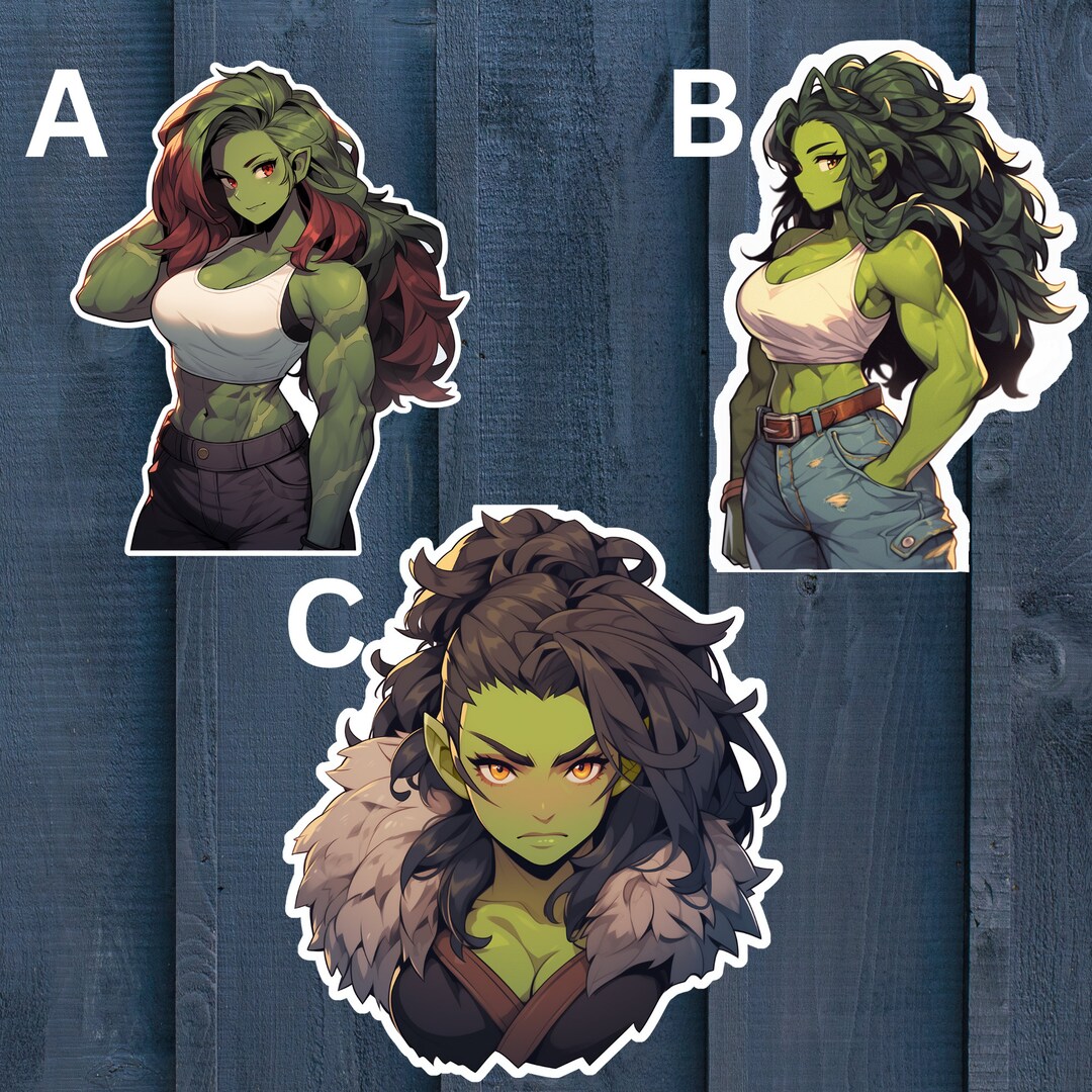 Strong Modern Half-orc Waifu Vinyl Sticker 3 Pack Water Resistant ...