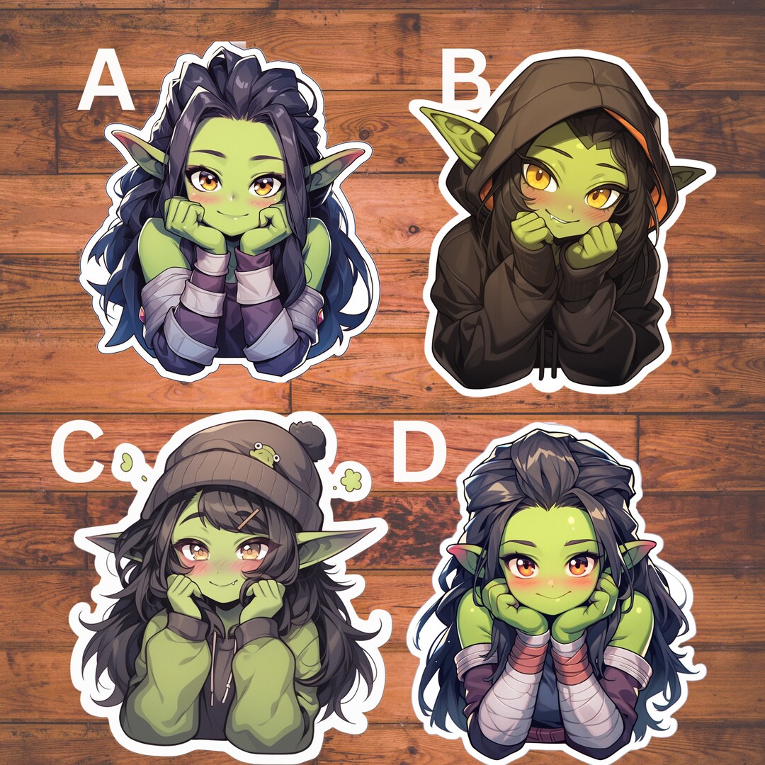 Cute Goblin Girls Vinyl Sticker 4 Pack Water Resistant, Tear Resistant ...