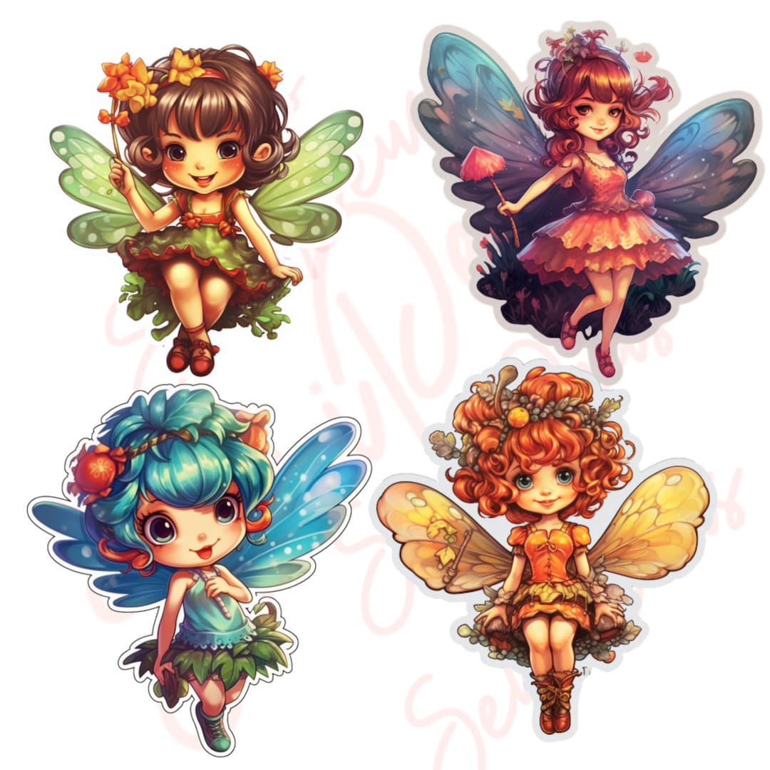 Cute Kawaii Fairies Vinyl Sticker Pack Water Resistant Tear - Etsy
