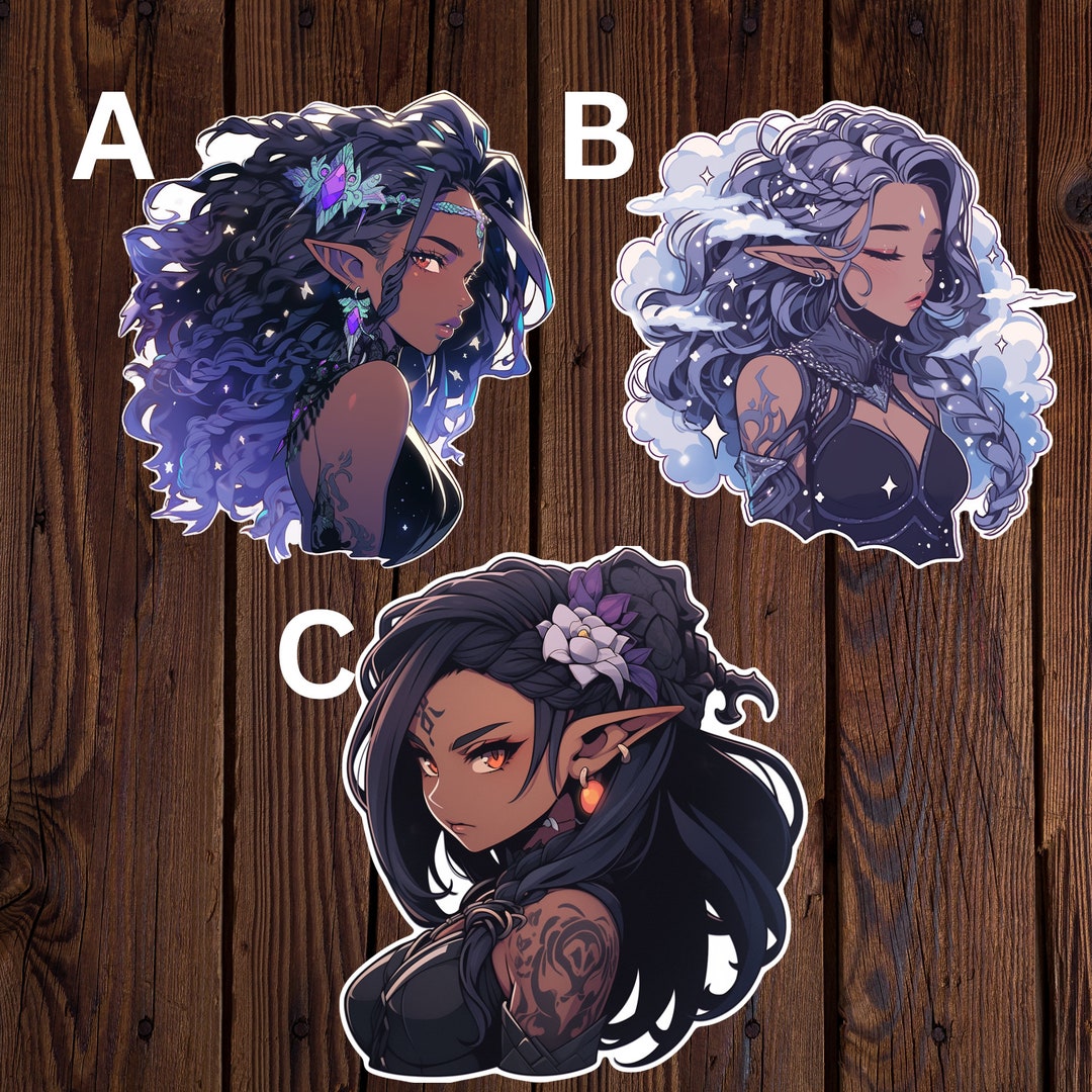 Stylish Fantasy Elves Vinyl Sticker 3 Pack Water Resistant, Tear ...