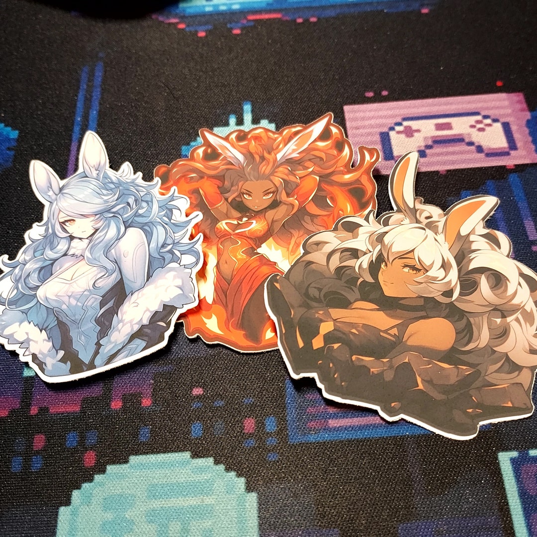 Elemental Bunny Girls Vinyl Sticker Pack | Water Resistant Anime Waifu ...