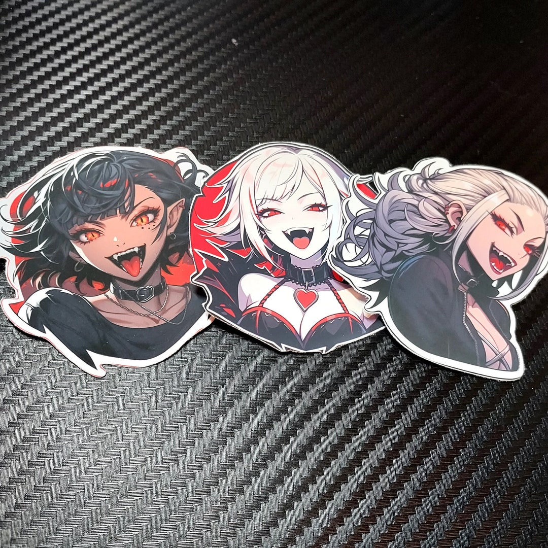 Alluring Vampire Waifu Vinyl Sticker Pack Water Resistant, Tear ...