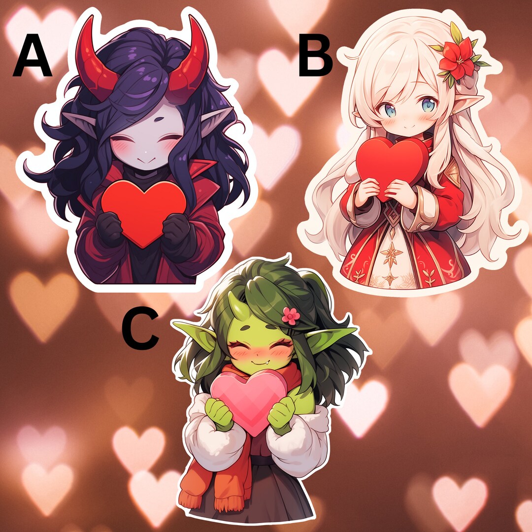 Adorable Fantasy Chibi Heart Collection Vinyl Sticker Pack | Water ...