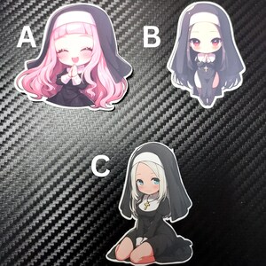 Adorable Nuns Anime-style Vinyl Sticker Pack | Water Resistant Cute ...