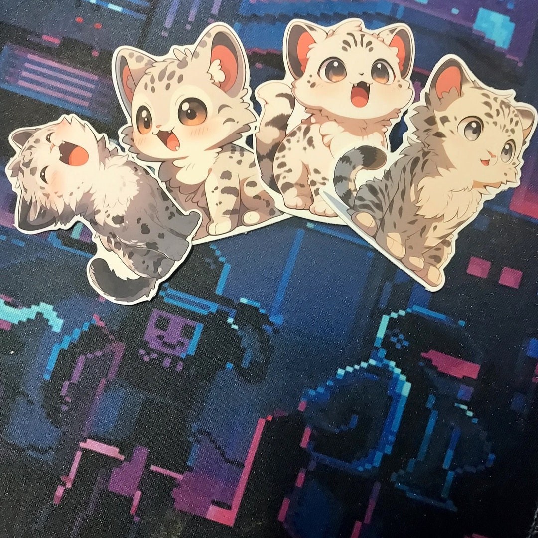 Adorable Snow Leopard Vinyl Sticker Pack | Water Resistant Cute Baby ...