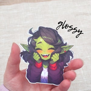 Cute Horned Goblin Girls Vinyl Sticker 4 Pack Water Resistant, Tear ...