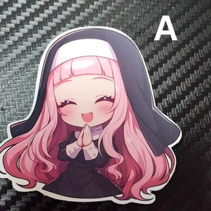 Adorable Nuns Anime-style Vinyl Sticker Pack | Water Resistant Cute ...