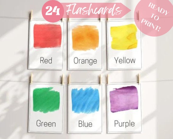 Preschool Colours FLASHCARD Printables Homeschool Digital Download ...