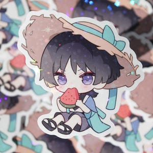 Genshin Impact Scaramouche Sticker Chibi Wanderer in Summer Themed ...