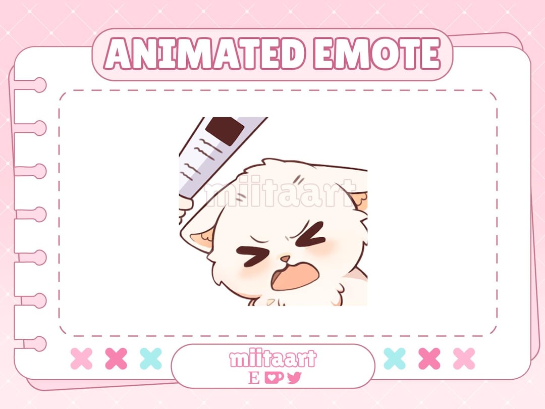 Animated White Cat Bonk Emote - Cute Cat Emote for Twitch, Discord and ...