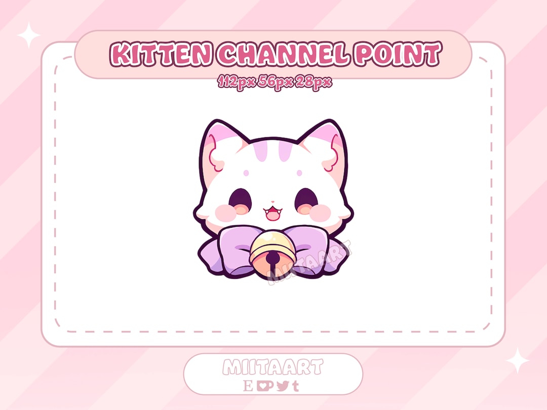Kitten Channel Point Icon for Twitch | Cute Pastel Cat With Ribbon ...