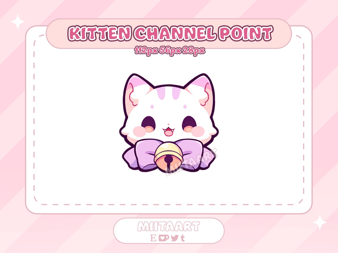Kitten Channel Point Icon for Twitch | Cute Pastel Cat With Ribbon ...