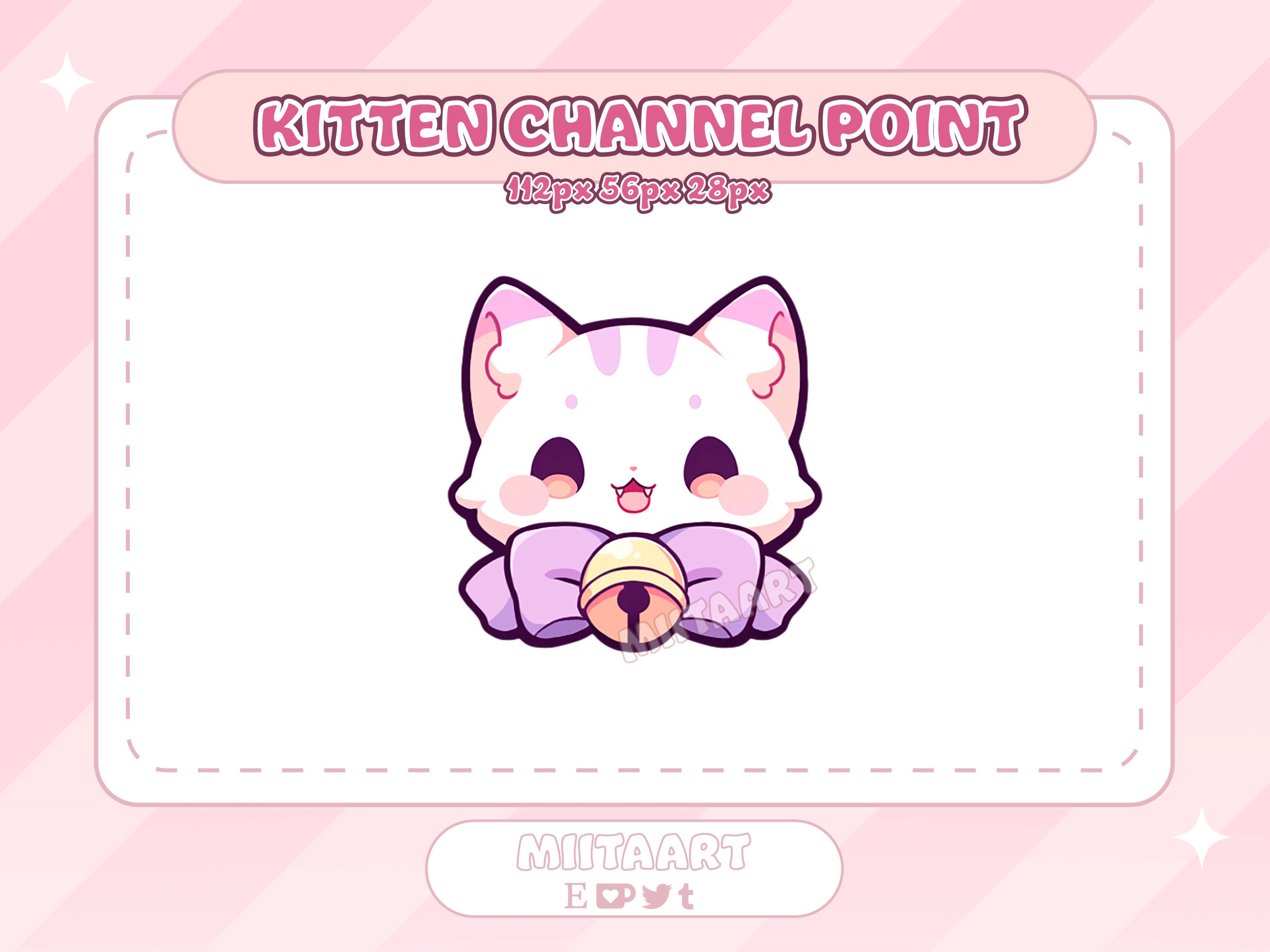 Kitten Channel Point Icon for Twitch | Cute Pastel Cat With Ribbon ...