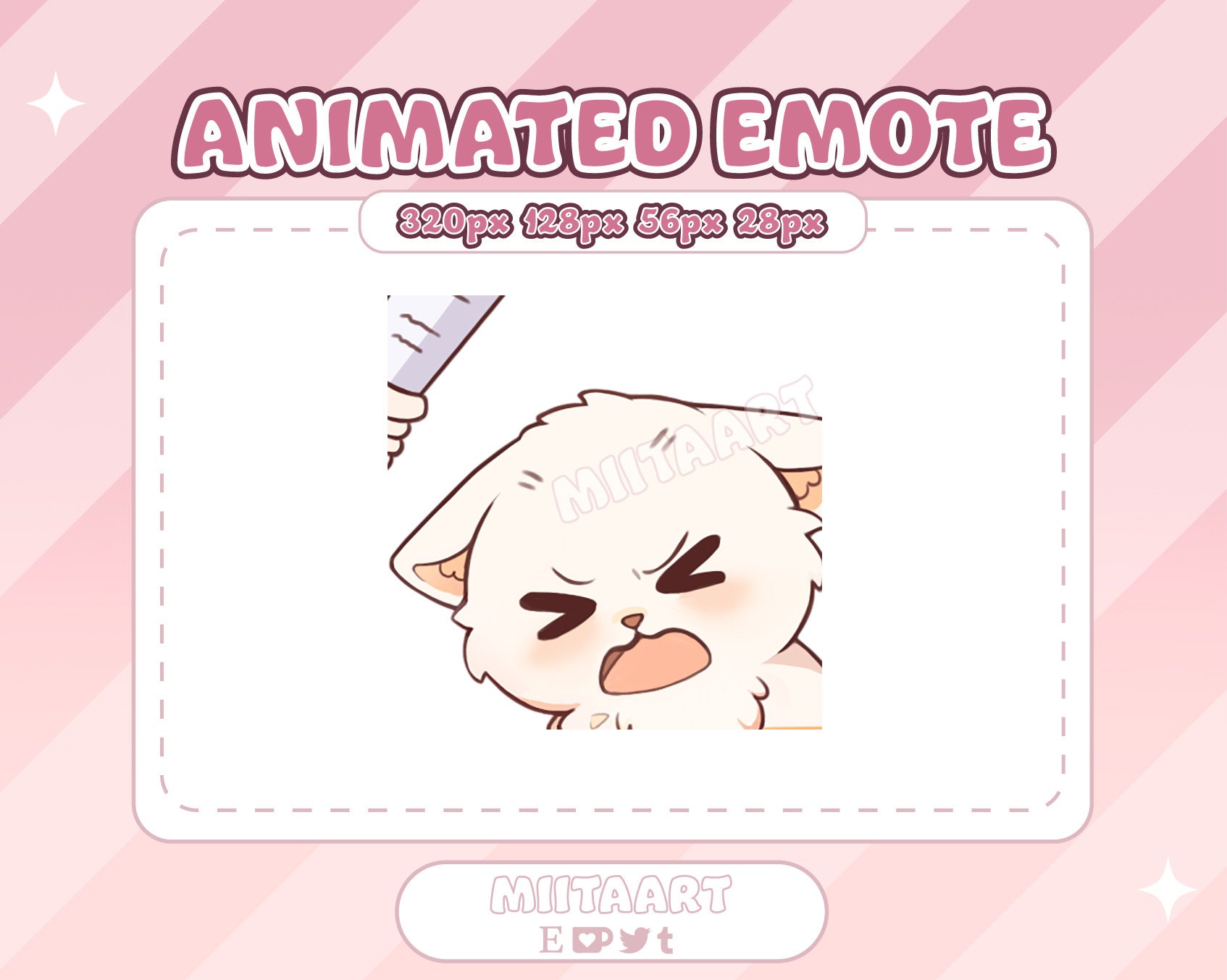 Animated White Cat Bonk Emote Cute Cat Emote for Twitch, Discord and ...
