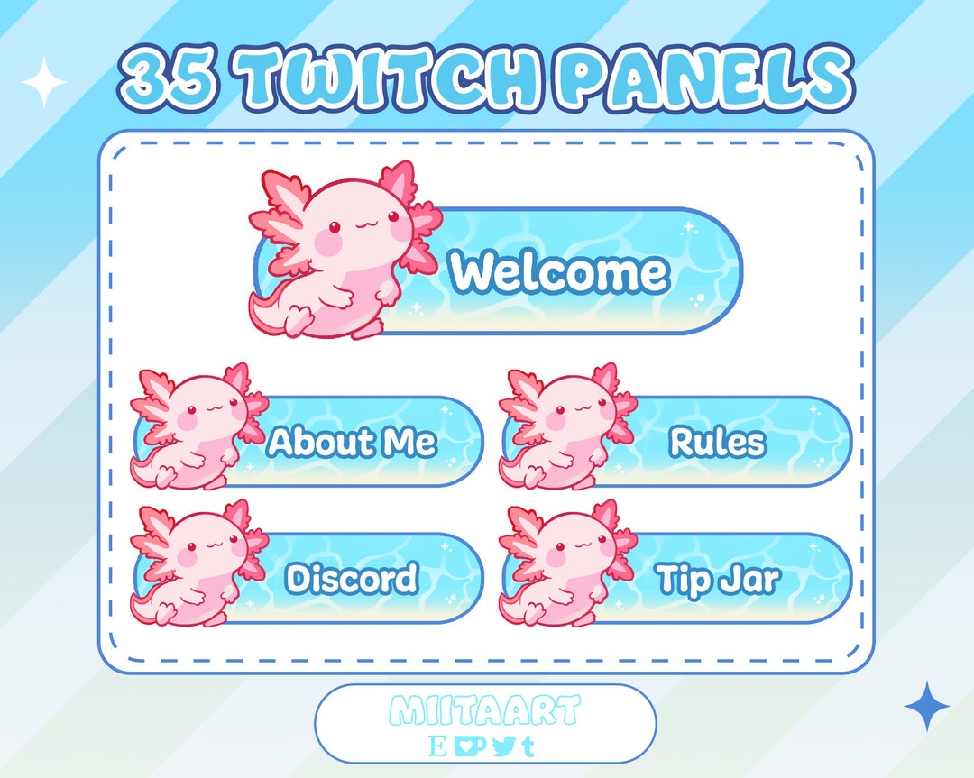 Cute Axolotl Panels for Twitch | 35 Water Themed Panels | Chibi Animal ...