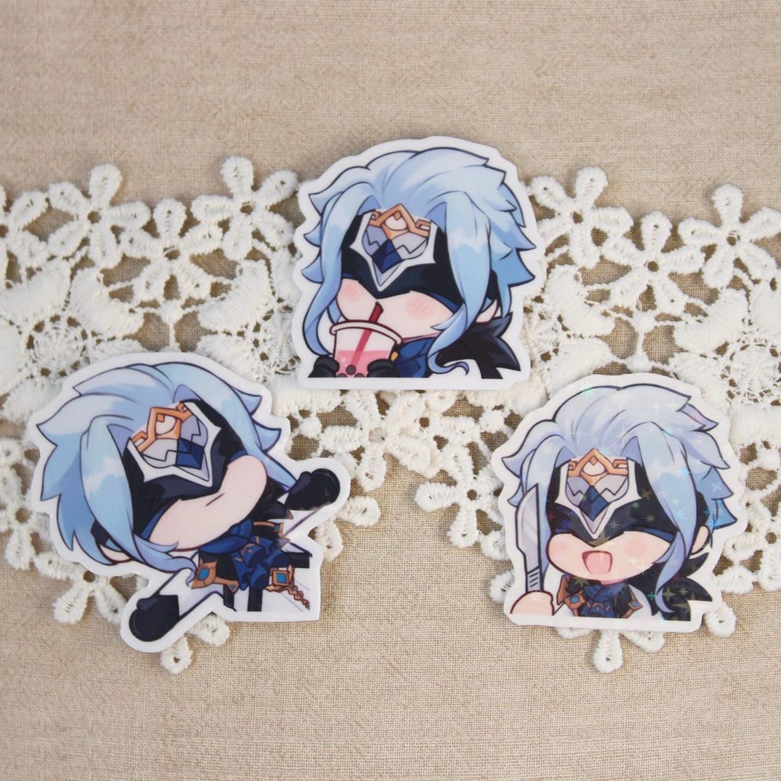 Genshin Impact Dottore Sticker Pack | Set of 3 Cute Holographic Vinyl ...