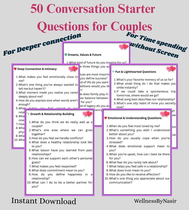 Printable Conversation Cards for Families, Couples, Therapy ...