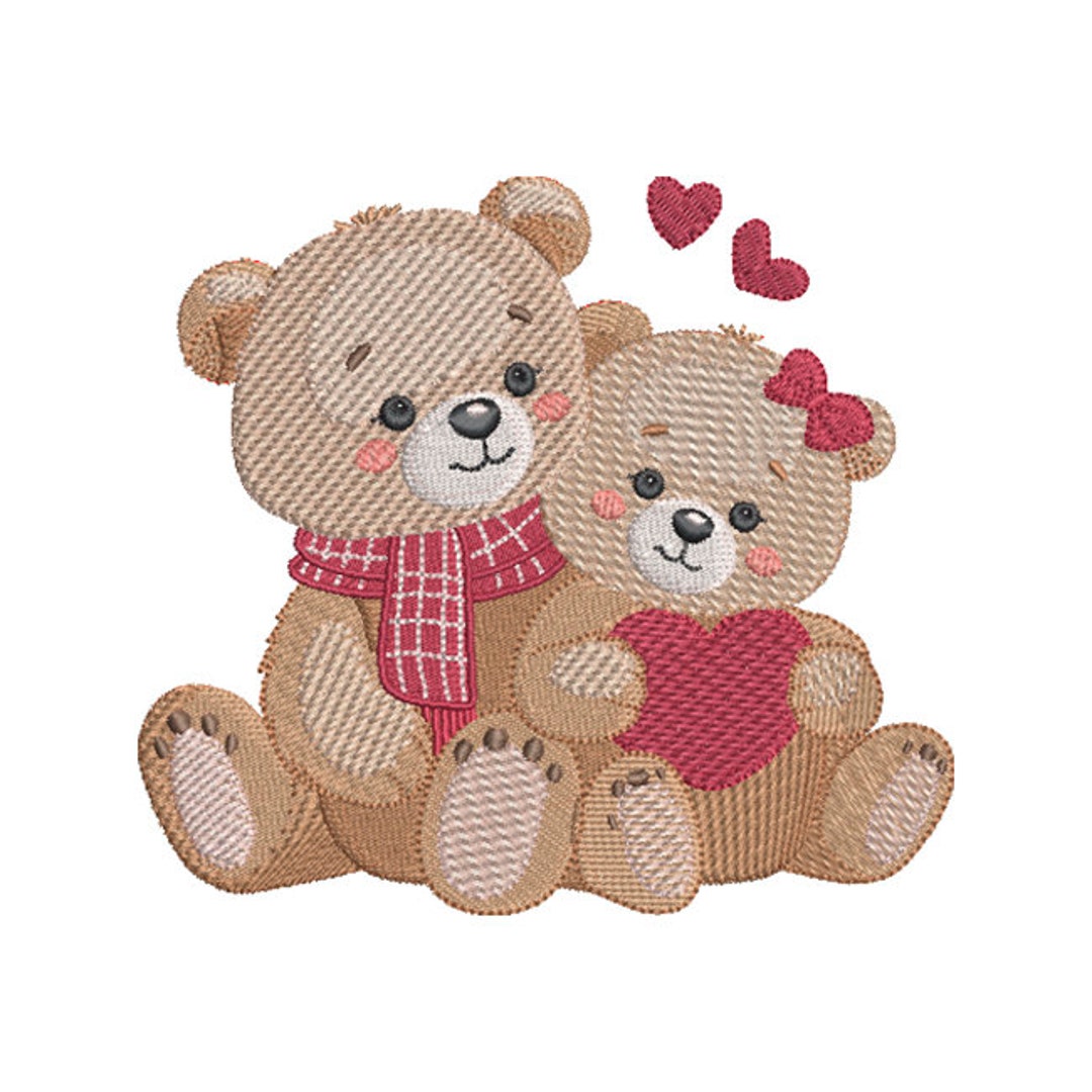 Bears in Love Machine Embroidery Design Pattern - Teddy Bear Embroidery ...