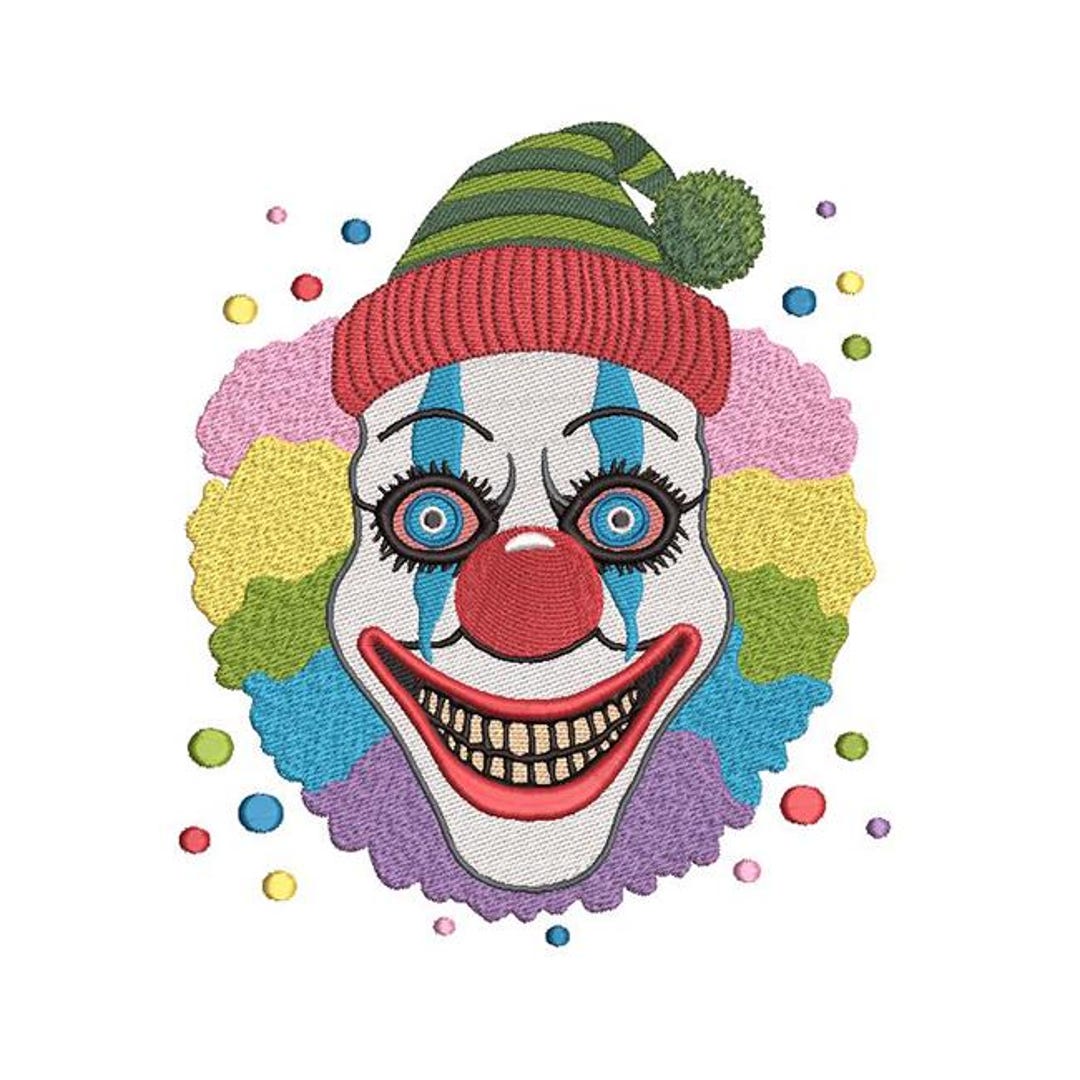 Creepy Clown With Hat Machine Embroidery Design - Instant Download - 5 ...
