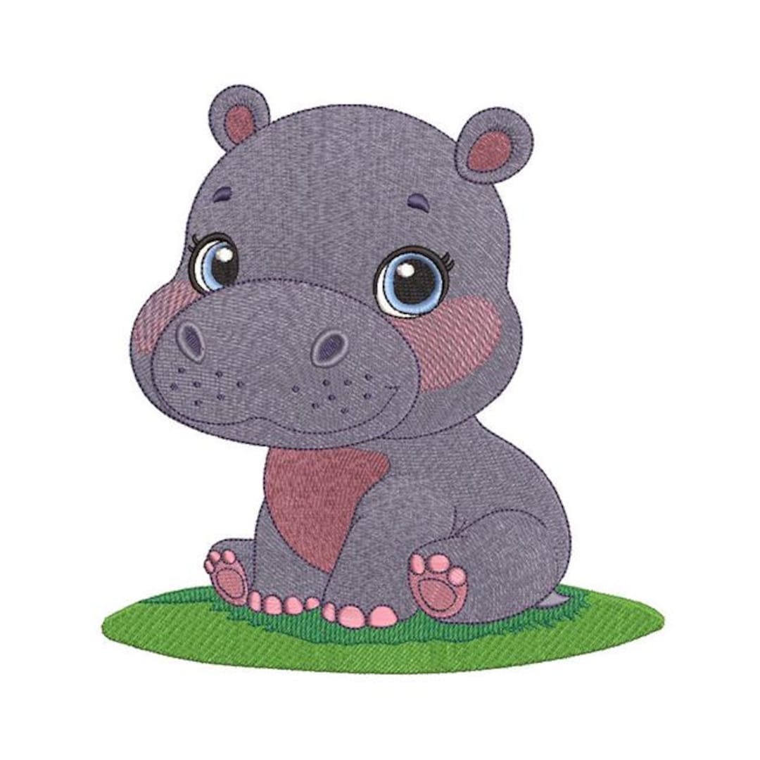 Little Hippo Machine Embroidery Design - Instant Download - 9 Sizes ...