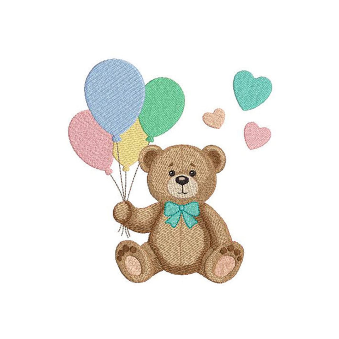 Birthday Party Bear Machine Embroidery Design Pattern - 5 Sizes ...