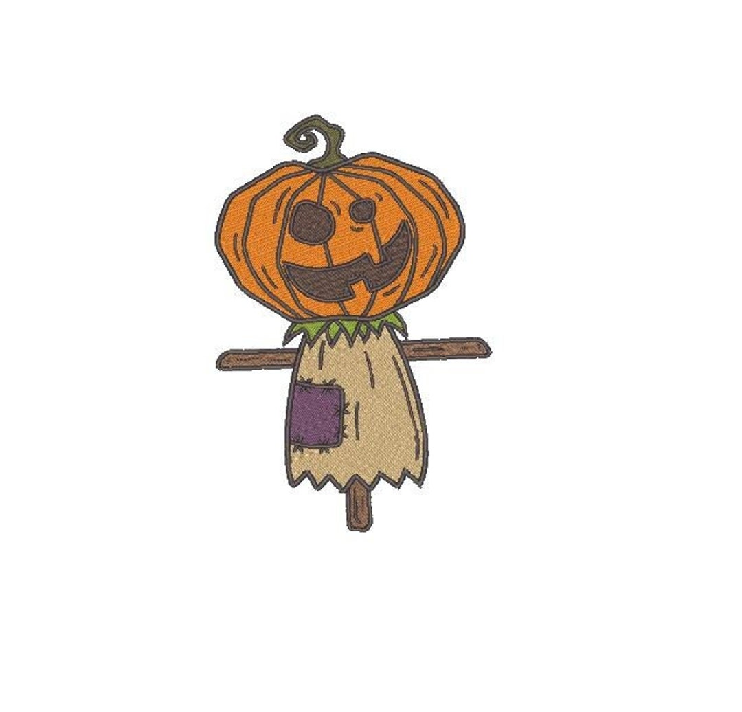 Jack O Lantern Scarecrow Machine Embroidery Design Pattern Instant