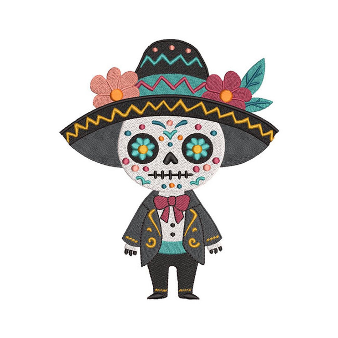 Day of the Dead Mariachi Machine Embroidery Design - Instant Download ...