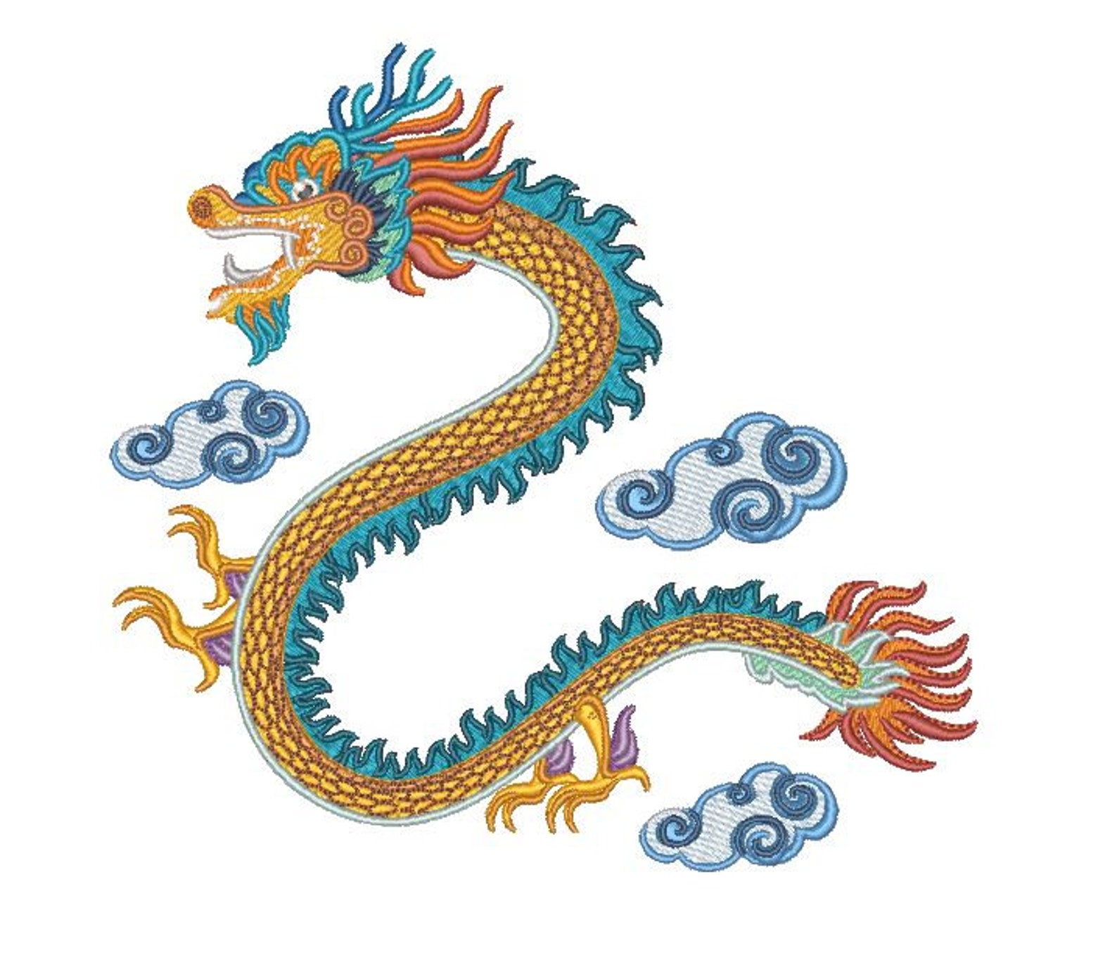 Chinese Flying Dragon - Machine Embroidery Design Pattern - Instant ...