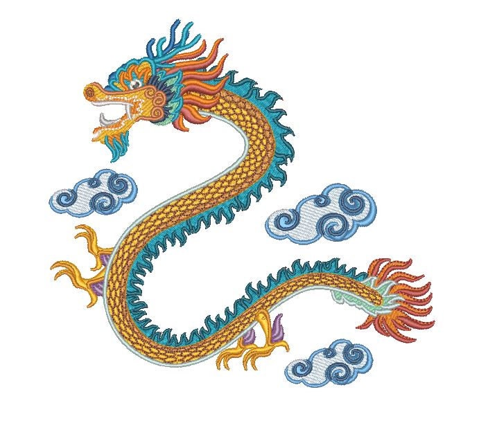 Chinese Flying Dragon - Machine Embroidery Design Pattern - Instant ...