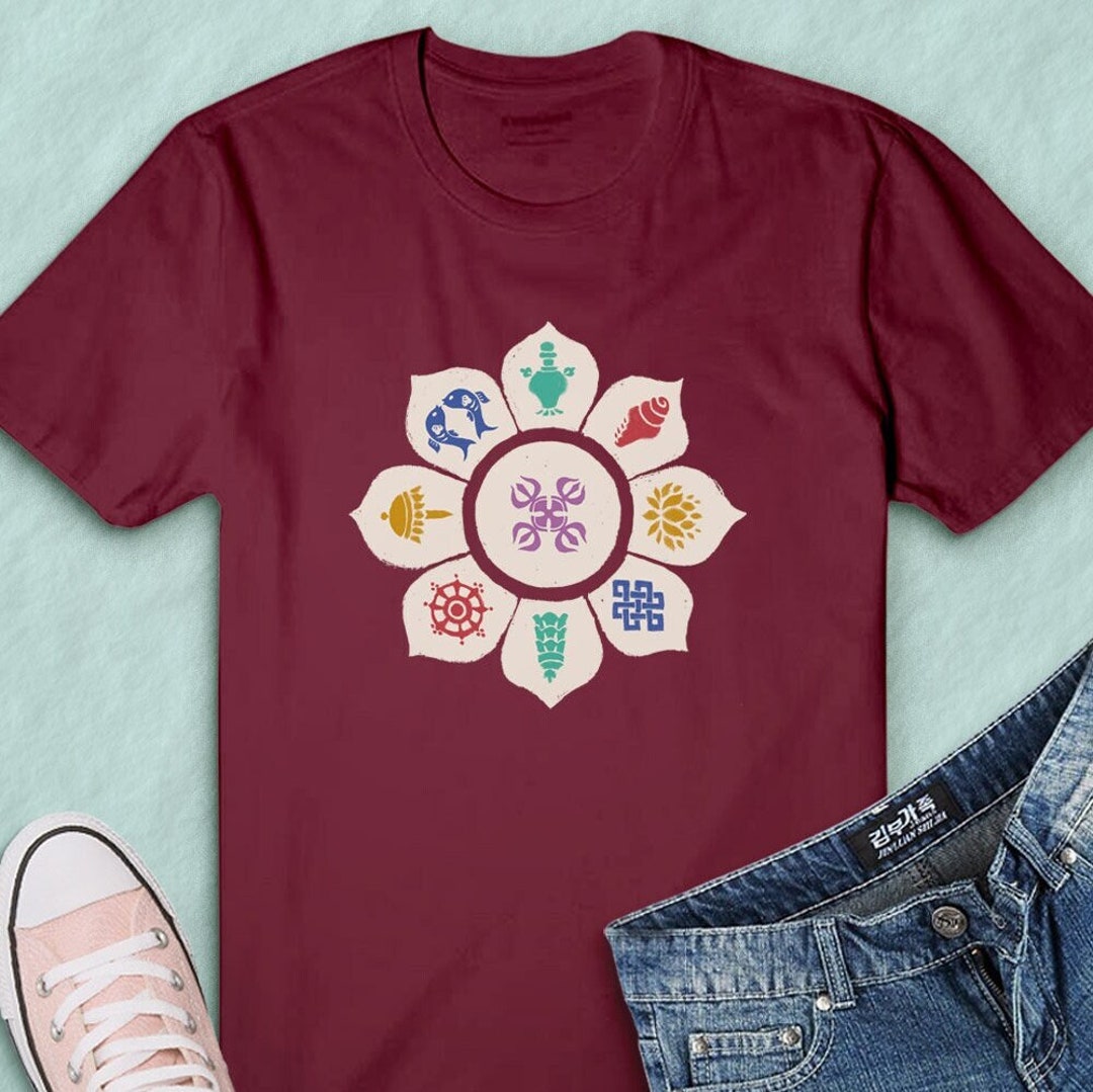 8 Auspicious Symbols T-shirt, Nepal Tibetan Buddhism Shirt, Lotus ...