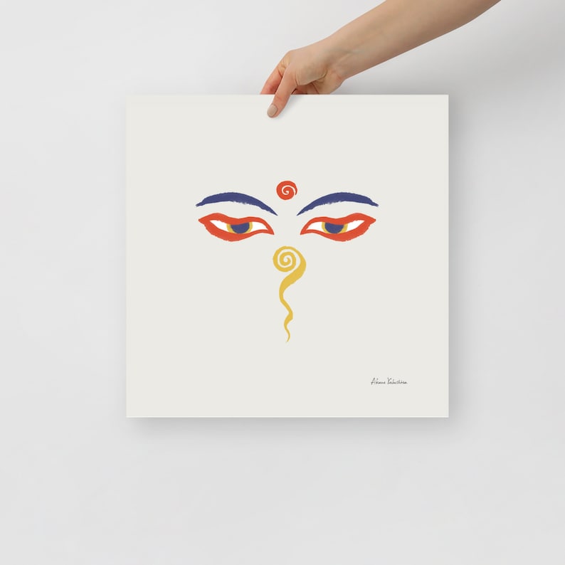 Wisdom Eyes Art Print, Nepal Buddhas Eyes Minimal Art, Tibetan Buddhism ...