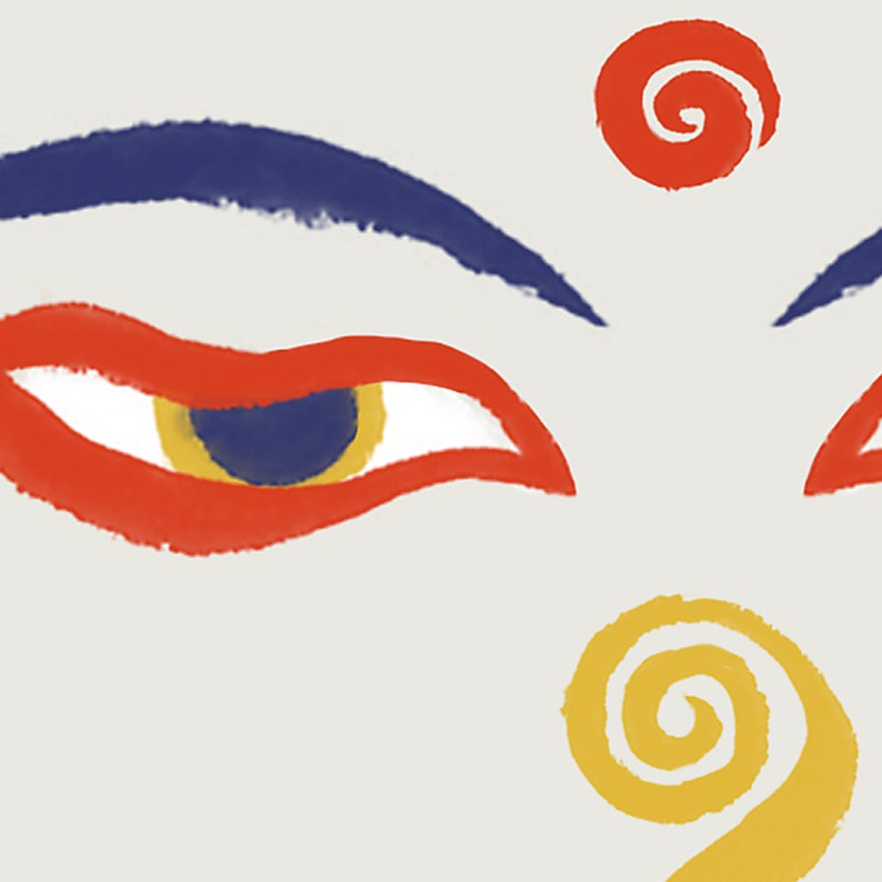 Wisdom Eyes Art Print, Nepal Buddhas Eyes Minimal Art, Tibetan Buddhism ...