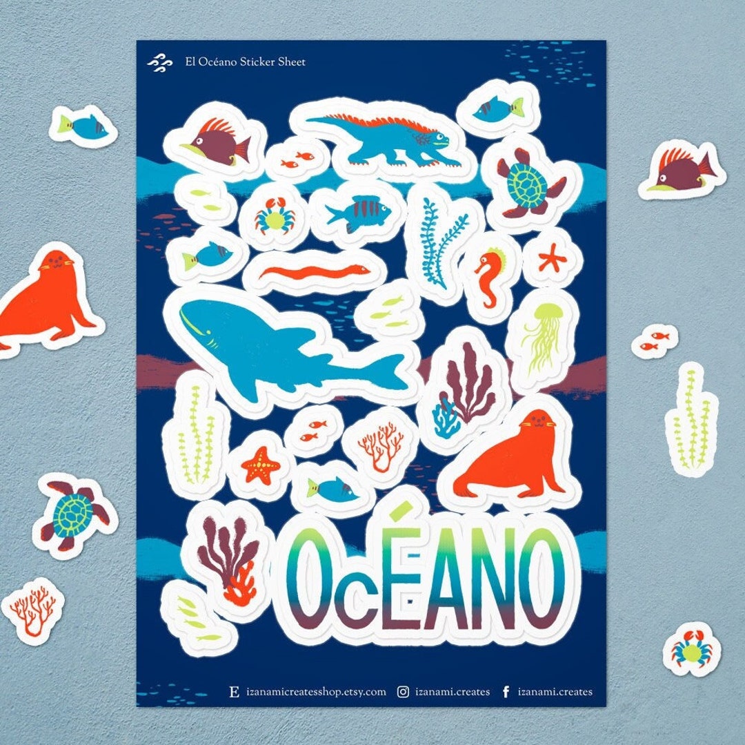 Sea Life Sticker Sheet, Galapagos Animals Sticker Bundle, South America ...