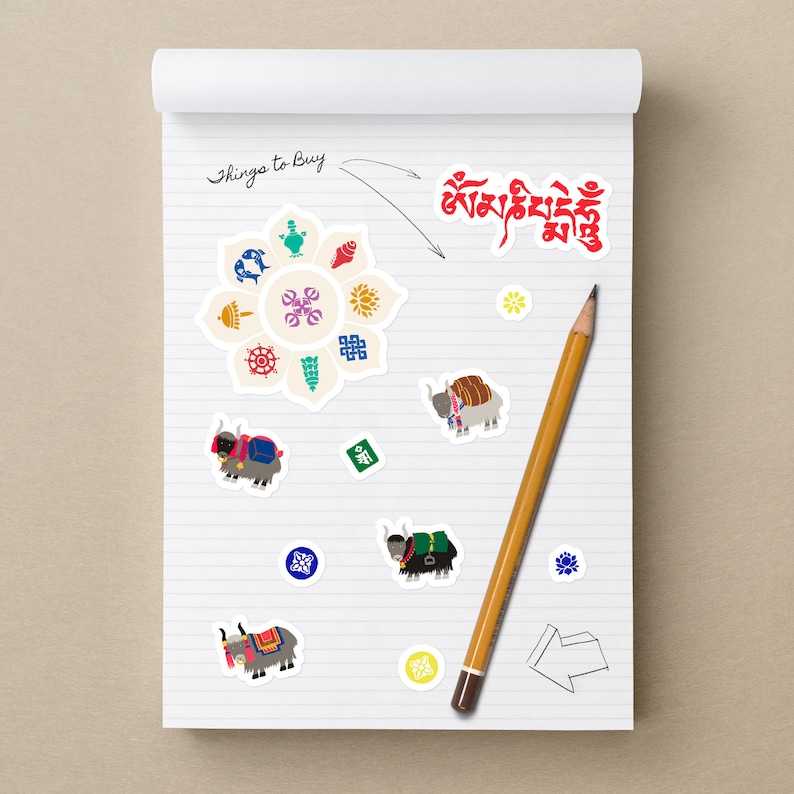Nepal Sticker Sheet, Wisdom Eyes Yak Himalayas Om Sticker Bundle, 8 ...
