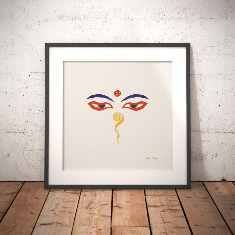 Wisdom Eyes Art Print, Nepal Buddhas Eyes Minimal Art, Tibetan Buddhism ...
