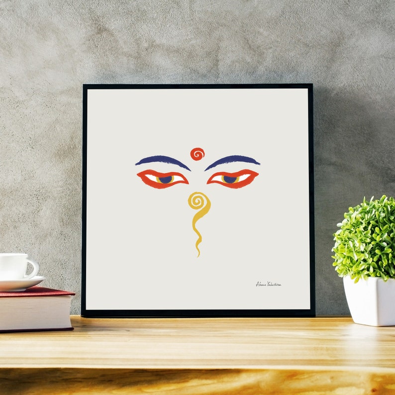 Wisdom Eyes Art Print, Nepal Buddhas Eyes Minimal Art, Tibetan Buddhism ...