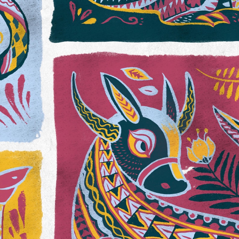 Mexican Alebrijes Wall Art, Oaxaca Gift Mexico Folk Art Print, Latin ...