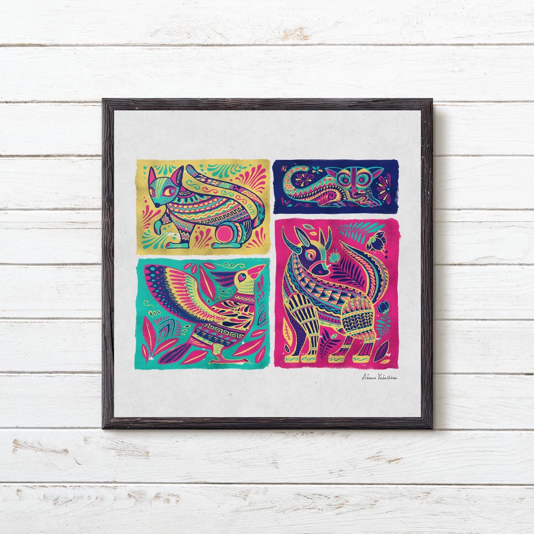 Oaxaca Alebrije Print: Latin American Folk Art, Mexican Style Artwork ...