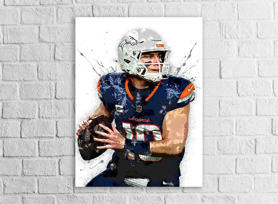 Bo Nix Poster, Denver Broncos, Gallery Canvas Wrap or Museum-quality ...