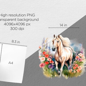 Horses in Flowers Clip Art PNG Watercolor Clipart Bundle for ...