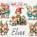 Christmas Elves Watercolor Clipart Bundle: Scrapbooking & Crafts ...