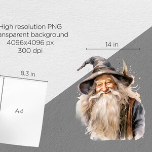 Wizard Watercolor Clipart PNG Bundle, Magic Fantasy Fairytale World ...